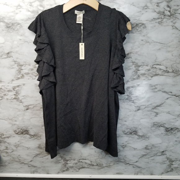 Max Studio | Tops | Max Studio Womens Longsleeve Ruffle Open New Gray ...